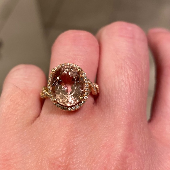 Jewelry | Pink Morganite Ring Rose Gold Setting Diamond Halo Size 425 ...